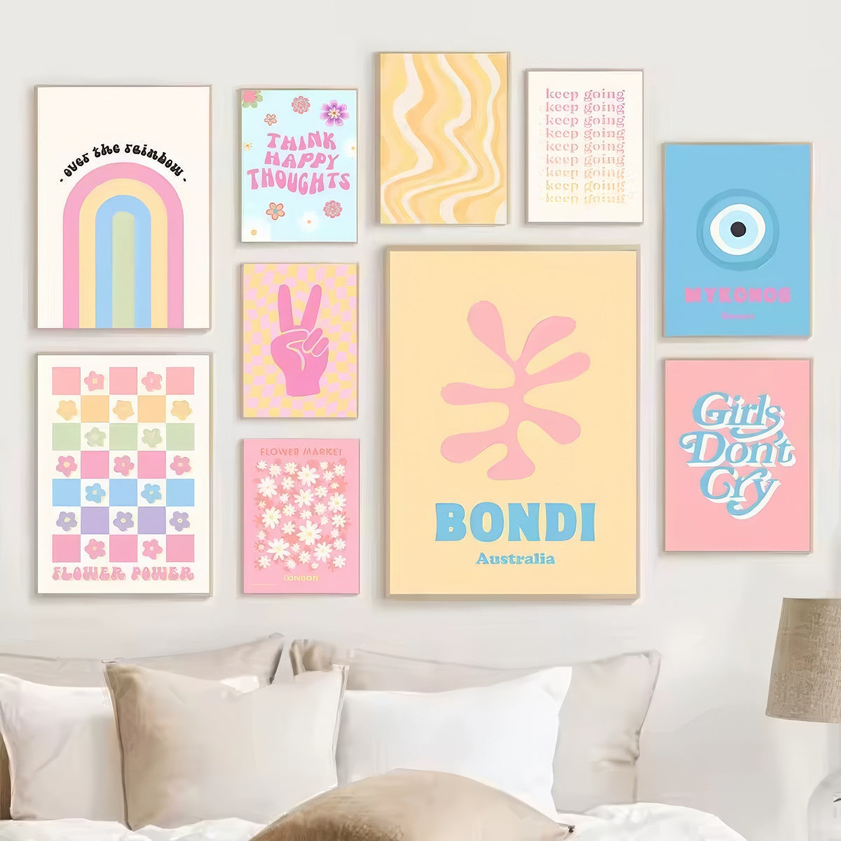 Pastel Positivity Wall Collage Canvas Posters – BAJE HOME