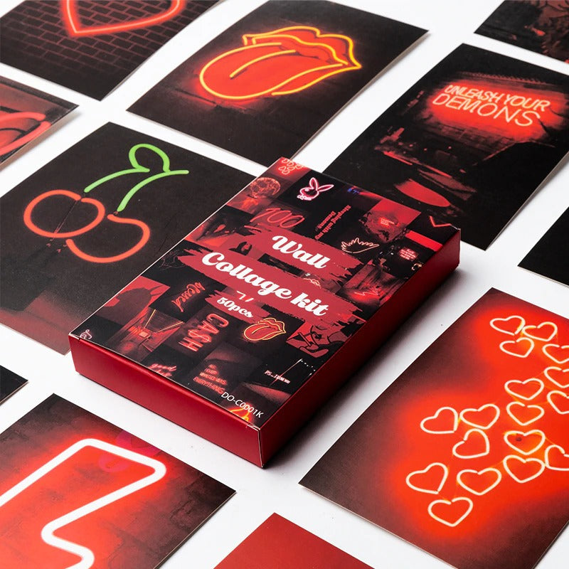 Red Neon Wall Collage Cards – BAJE HOME