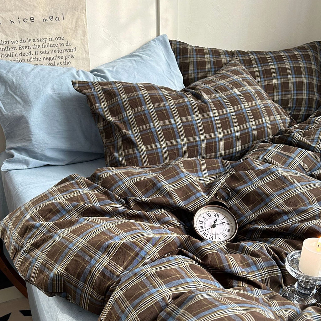 Vintage Brown Plaid Bedding Set – BAJE HOME