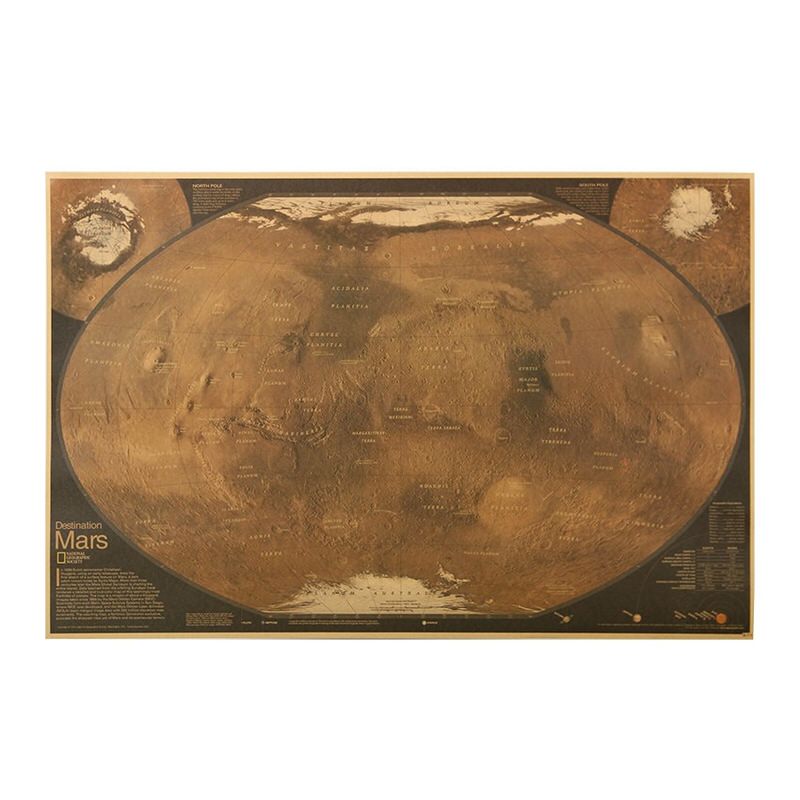 Mars Map Kraft Paper Poster – BAJE HOME