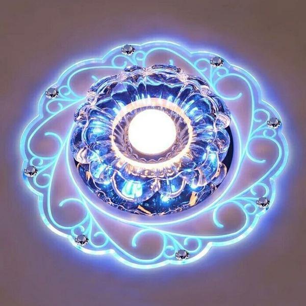 Modern Crystal LED Saving Bright Ceiling Blue Light Lamp Fixture Chand ...
